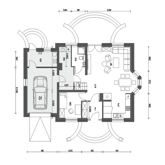 projekt domu DD1408 Dom Dla Ciebie 3 z garażem 1-st. [A] - Murator projekty