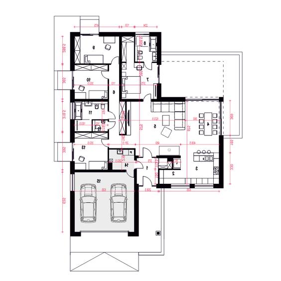 projekt domu DD1597 Magnetyt z garażem 2-st. [A] - Murator projekty