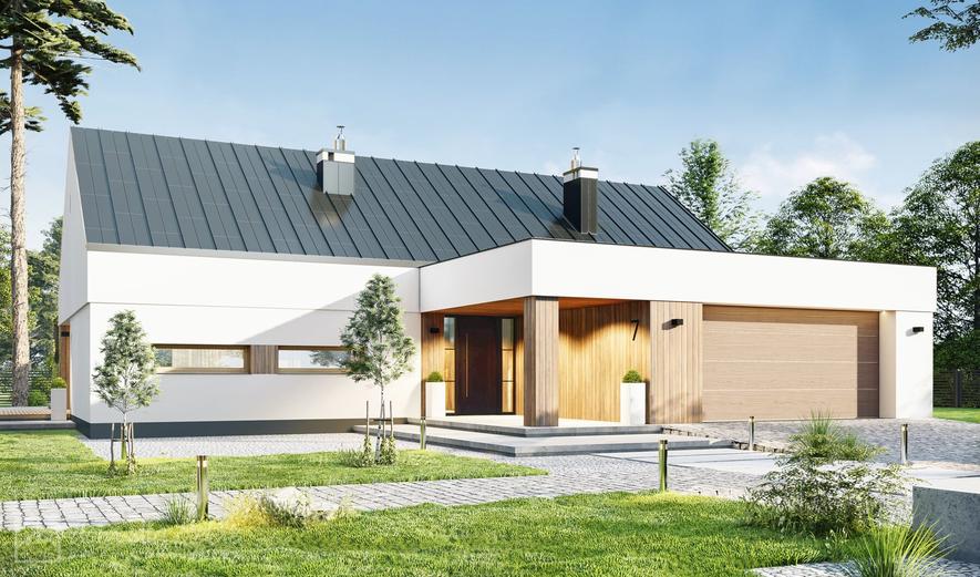 projekt domu DD1597 Magnetyt z garażem 2-st. [A] - Murator projekty