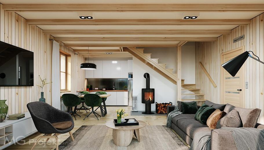 projekt domu MG0598 Chatka 2 drewniana - Murator projekty