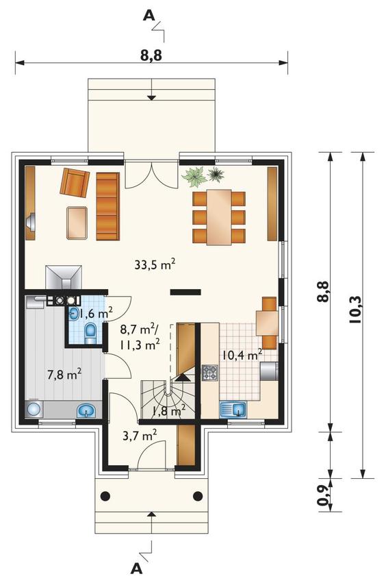 projekt domu AN637 Staś (wer.tech.2) (637) - Murator projekty