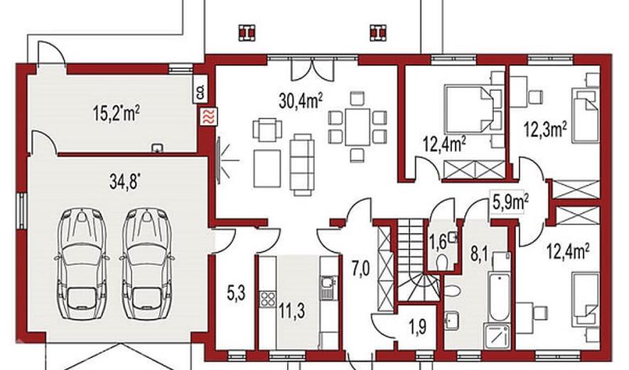 projekt domu AS058 Anita Dworek B - Murator projekty